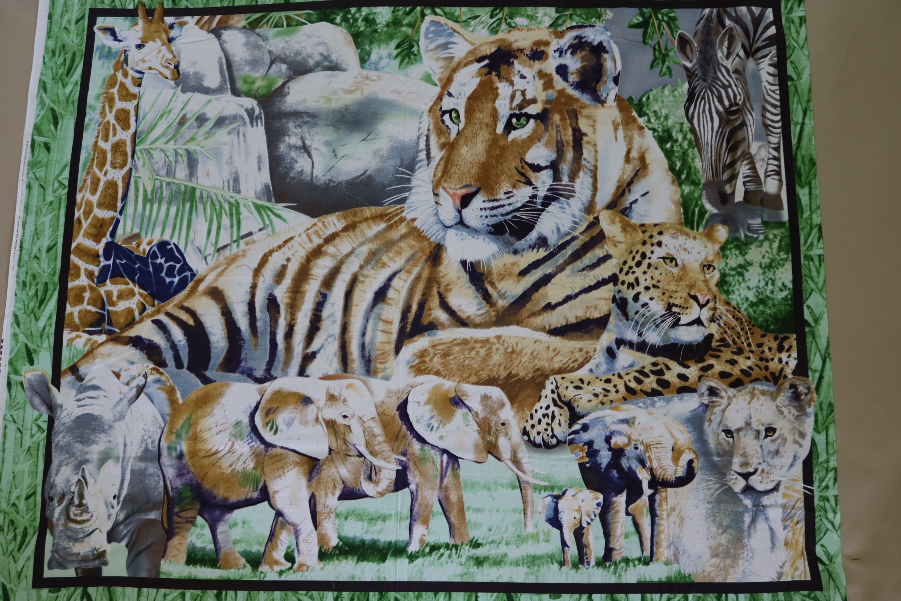 Jungle Animal Fabric Panel With Tiger Leopard Giraffe - Etsy