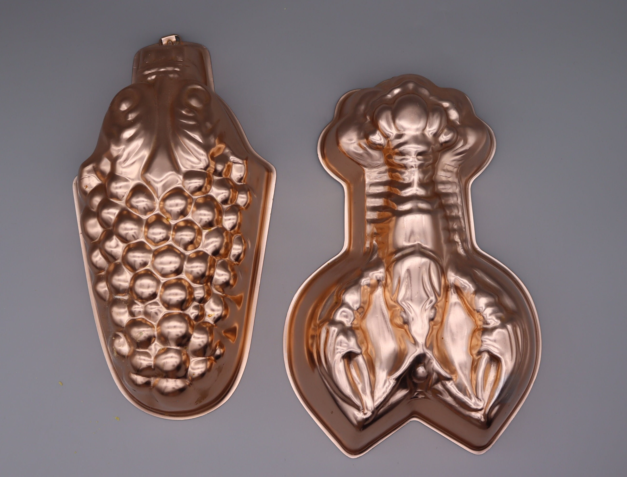 Vintage Copper Jello Molds - Lobster Jell-o Mold OR Grapes Jell-o Mold ...