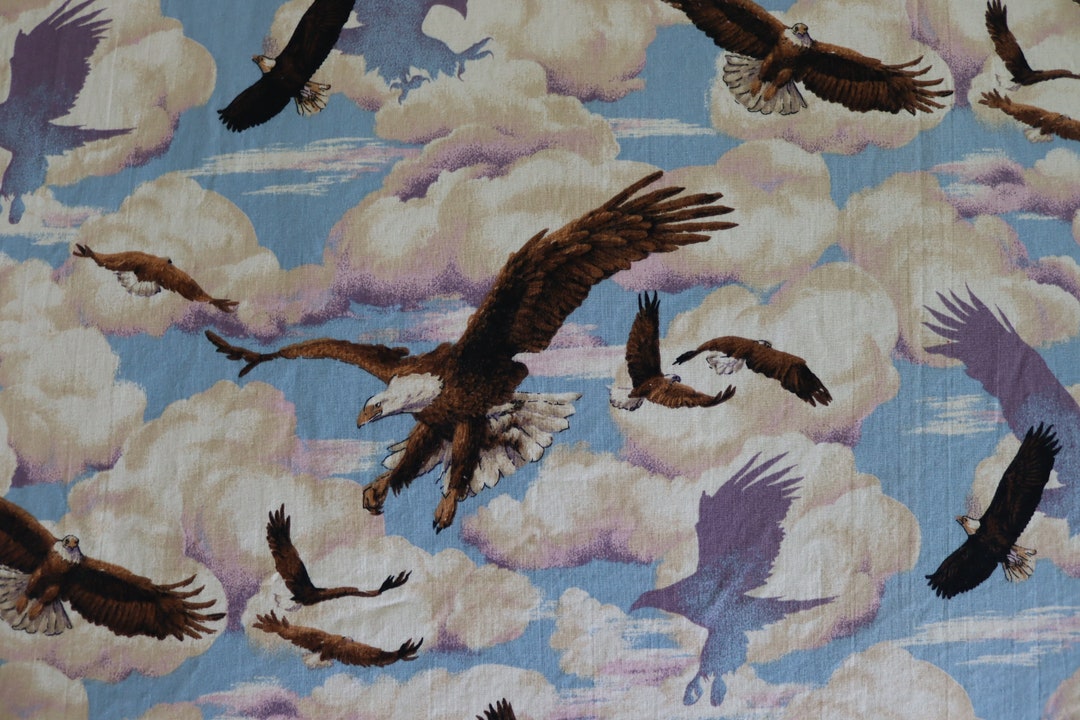 Eagle Fabric - Eagles Flying in the Clouds Fabric by Springs Industries ...