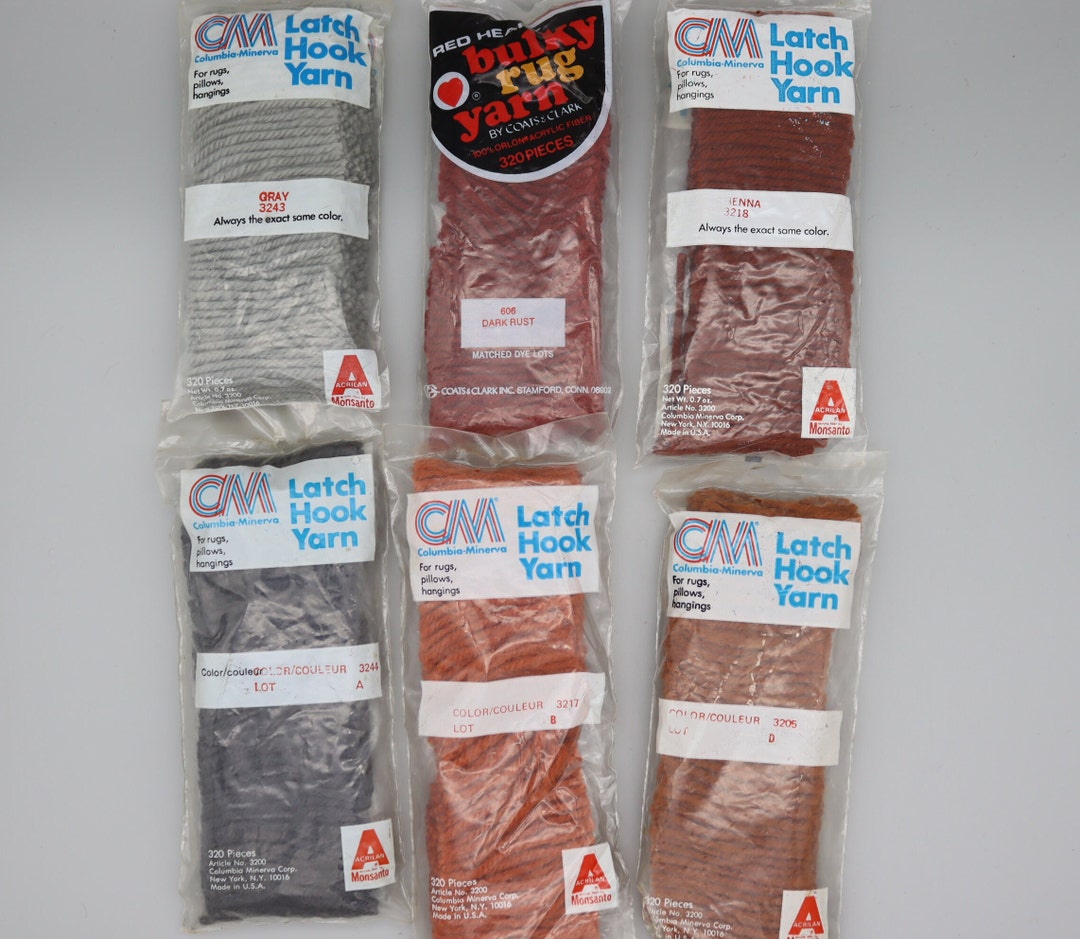 Precut Latch Hook Yarn - Vintage Latch Hook Yarn - Rust, Gray, Brown ...