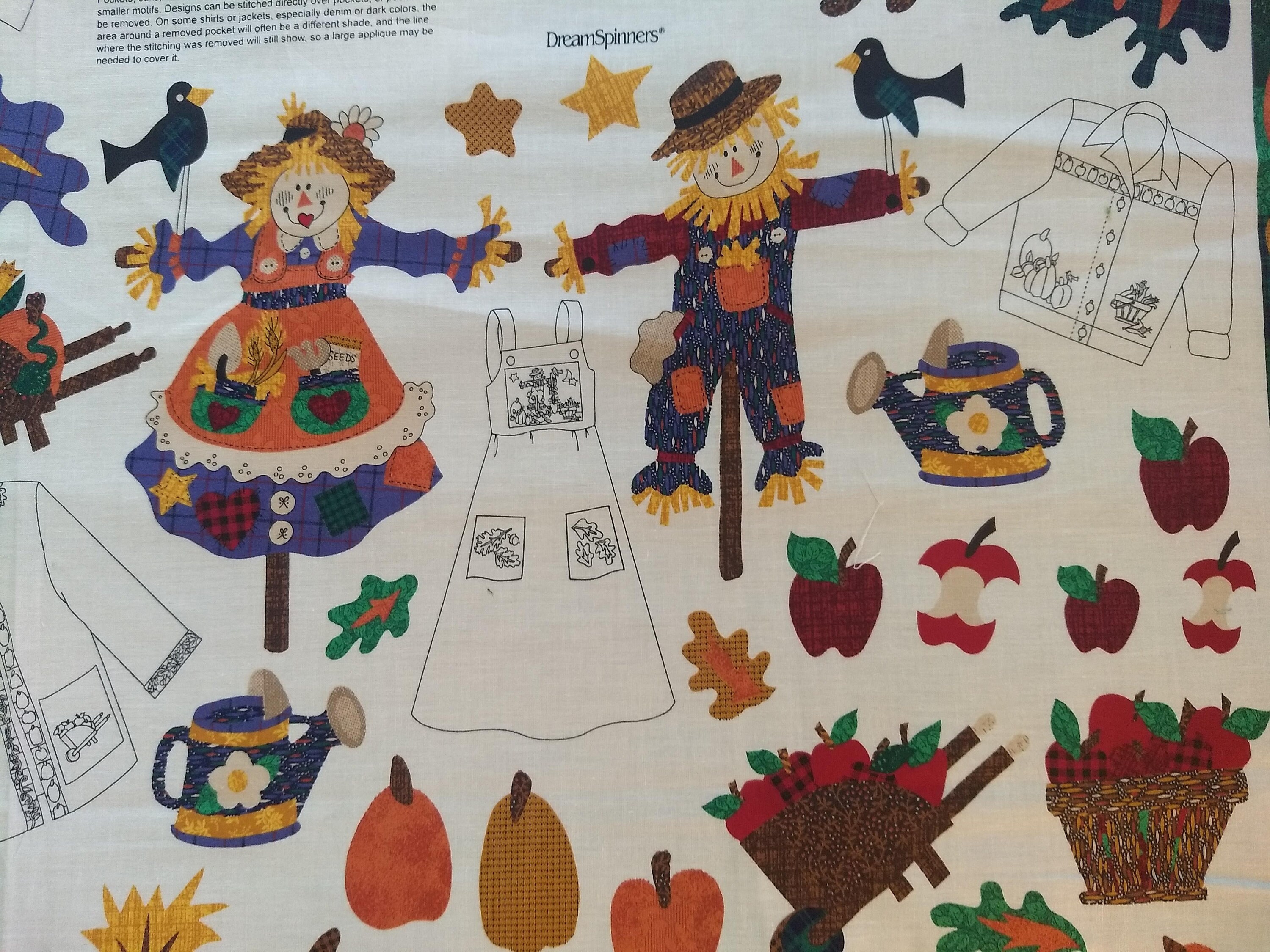 Autumn Fabric Panel With Colorful Leaves Pumpkins - Etsy