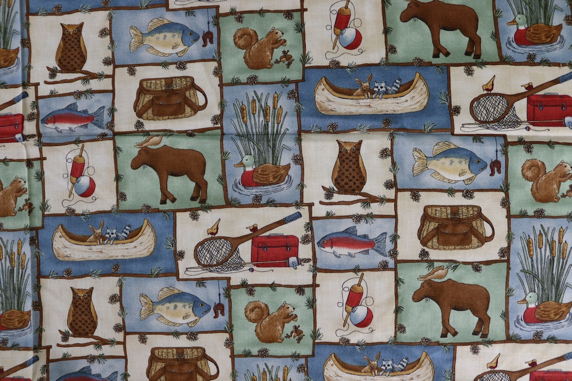 Moosehead Lodge Fabric by Teresa Kogut Featuring Fishing - Etsy