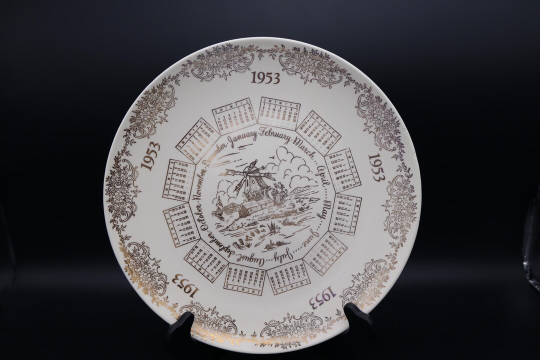1953 Calendar Plate - 1953 Calendar Collector Plate - 1953 Birthday ...