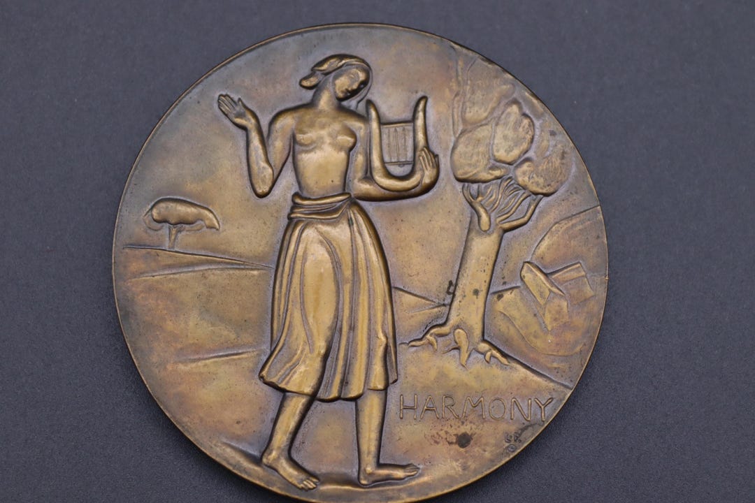 1949 Leo Friedlander Bronze Medallion - "harmony Creates Tranquility ...