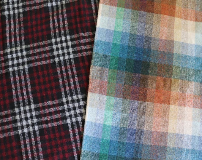 Plaid Wool Fabric - Vintage Wool Plaid - Greens, Blues, Rust Wool Plaid ...