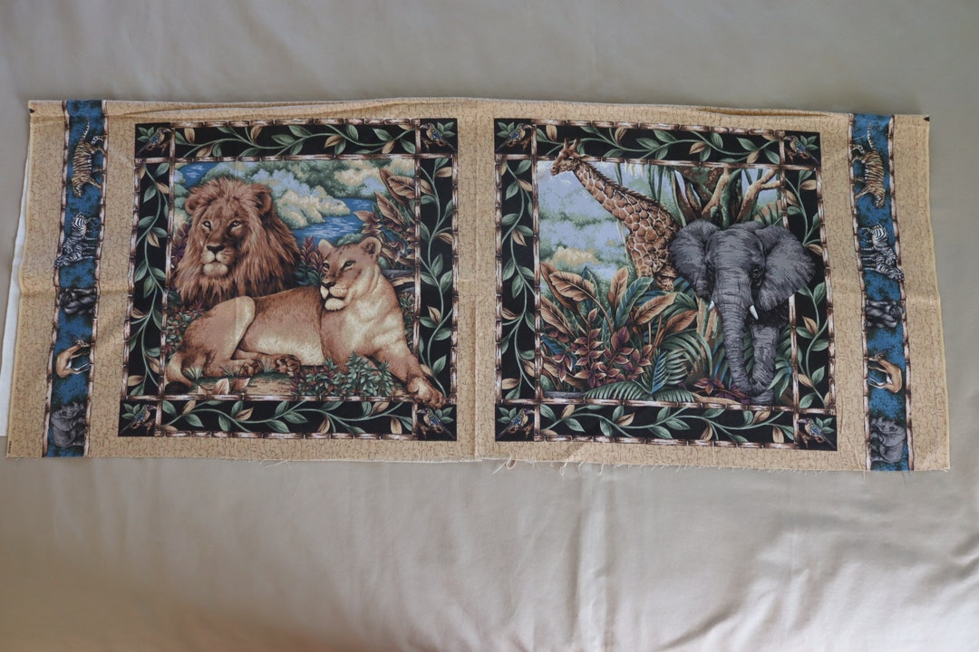 Jungle Animal Pillow Panels With Lions, Giraffe, Elephant - Safari ...