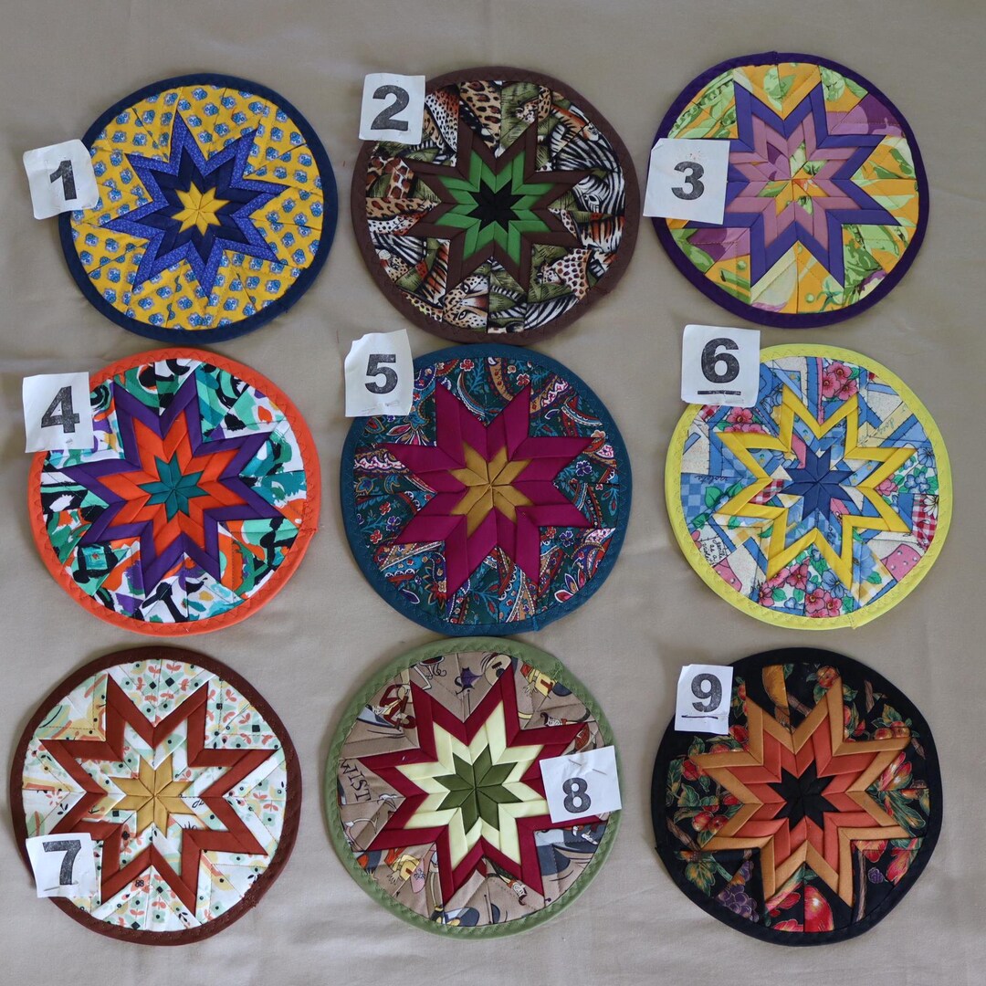 Handmade Kitchen Hot Pads; Folded Star or Amish Star Pattern Hot Pads ...