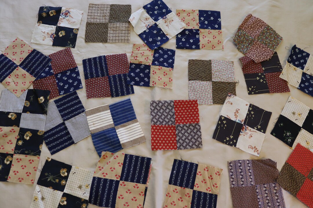 18 Antique Patchwork Quilt Blocks - 1910s/1920s Four Patch Quilt Blocks ...