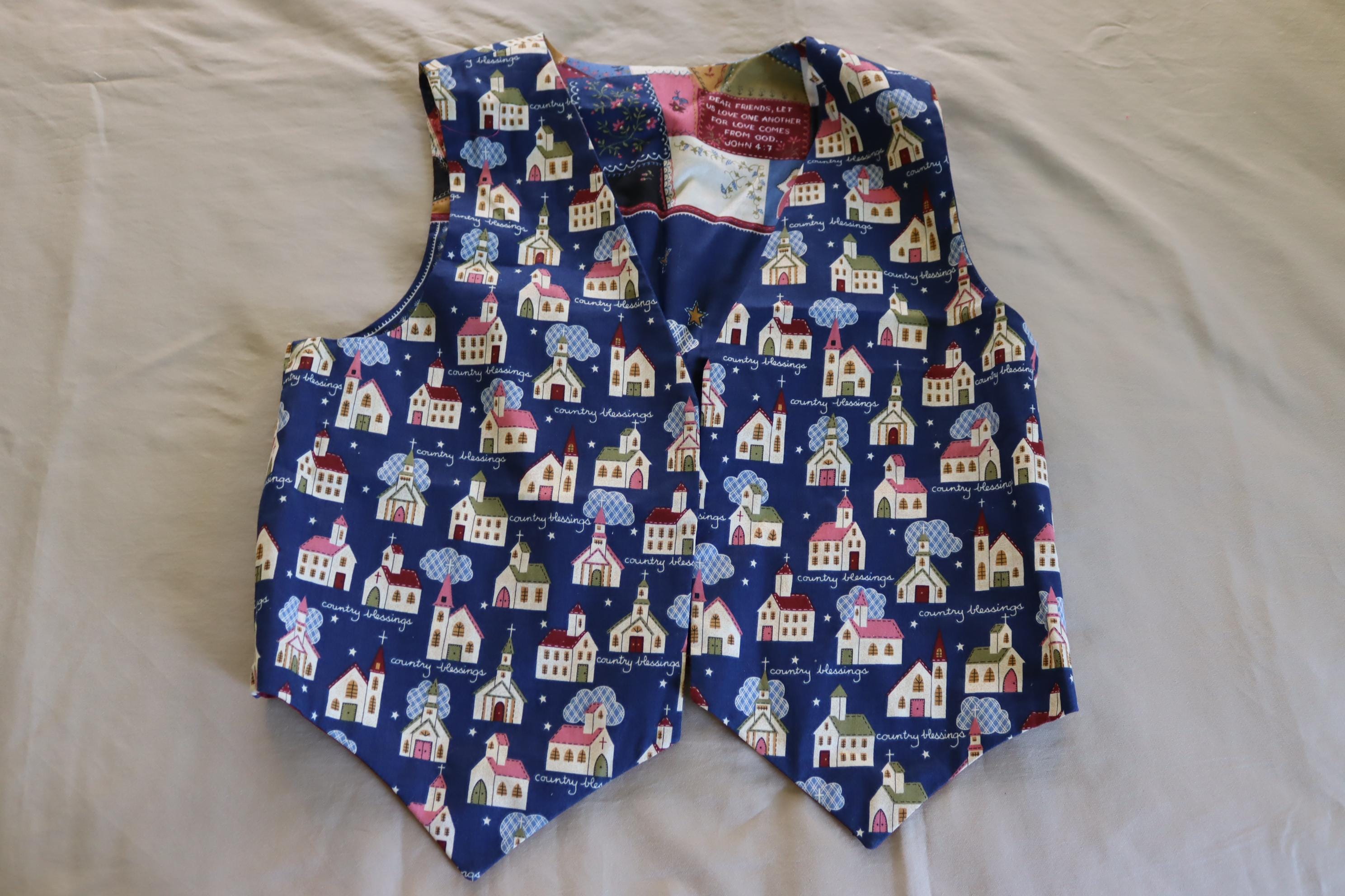 Christian Vest With Churches, Bible Verses, Angels - Vintage Christian ...