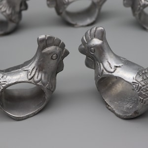 Set of 4 Chicken Napkin Rings Metal Rooster Napkin Rings Vintage Chicken Napkin Rings for Your ...