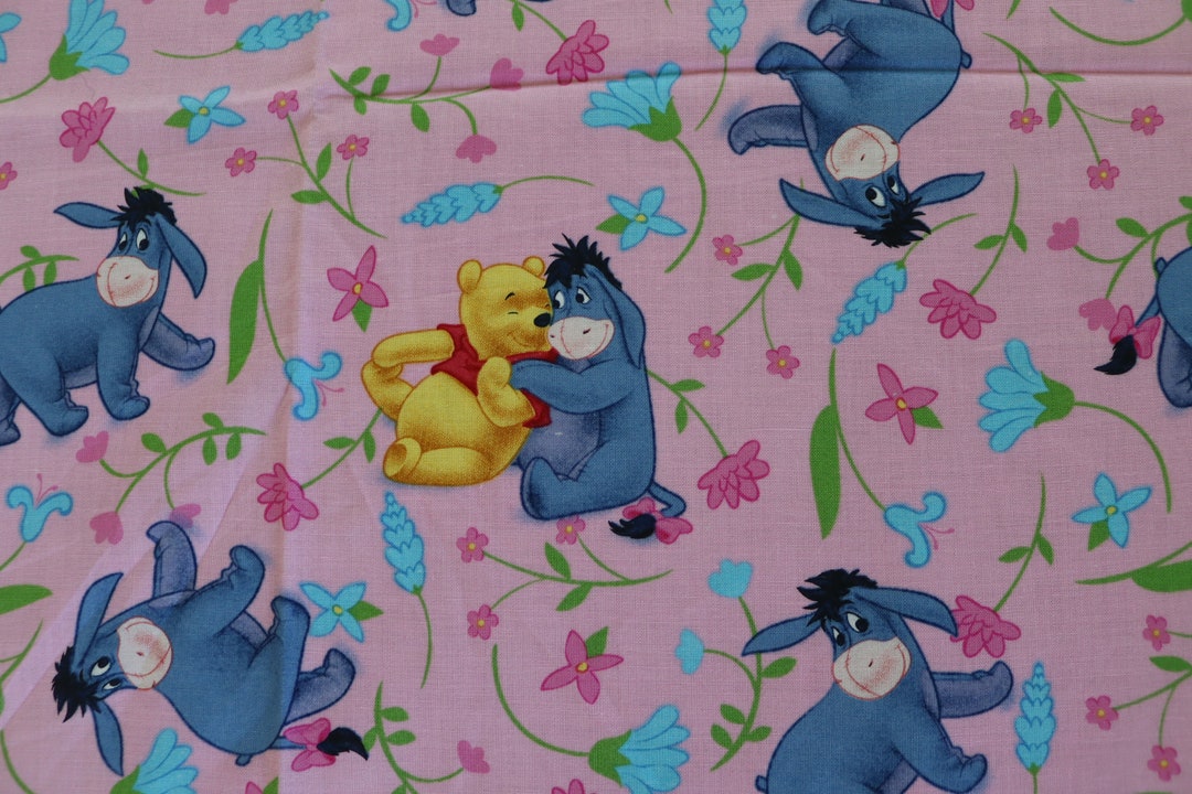 Winnie the Pooh and Eeyore Fabric - Eeyore on Pink Background Fabric - Winnie the Pooh Disney ...