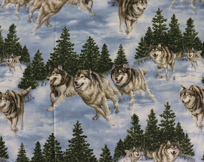 Wolf Fabric by James Hautman - Wolves in Snow Fabric - Wolves in Winter ...