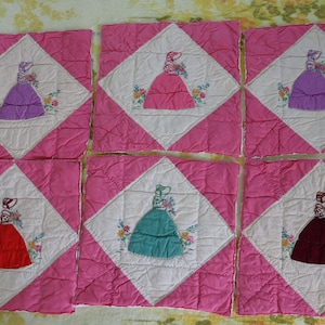 Vintage Sunbonnet Sue Quilt Blocks - Appliqued, Embroidered and Hand ...
