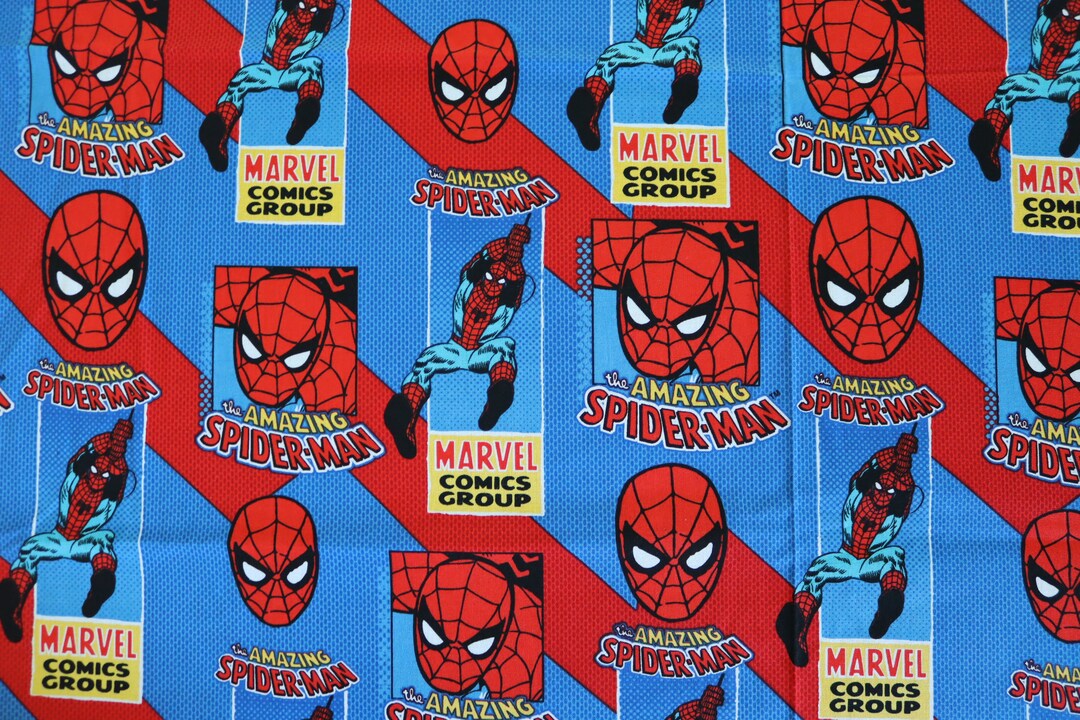 Amazing Spider-man Fabric - Red Blue Spider-man Cotton Fabric ...