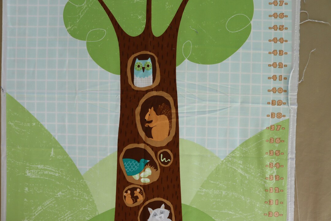 Child Growth Chart Fabric Panel by Wonderful Woodlands - Kid Growth ...