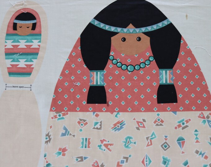 Native American Doll Fabric Panel - Indian Little Deer Doll Fabric in ...