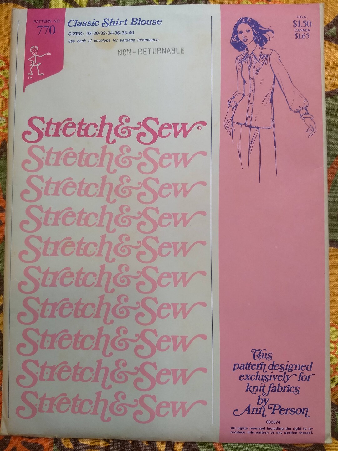 1970s Classic Shirt/blouse Pattern With Wide Collar by Stretch & Sew ...