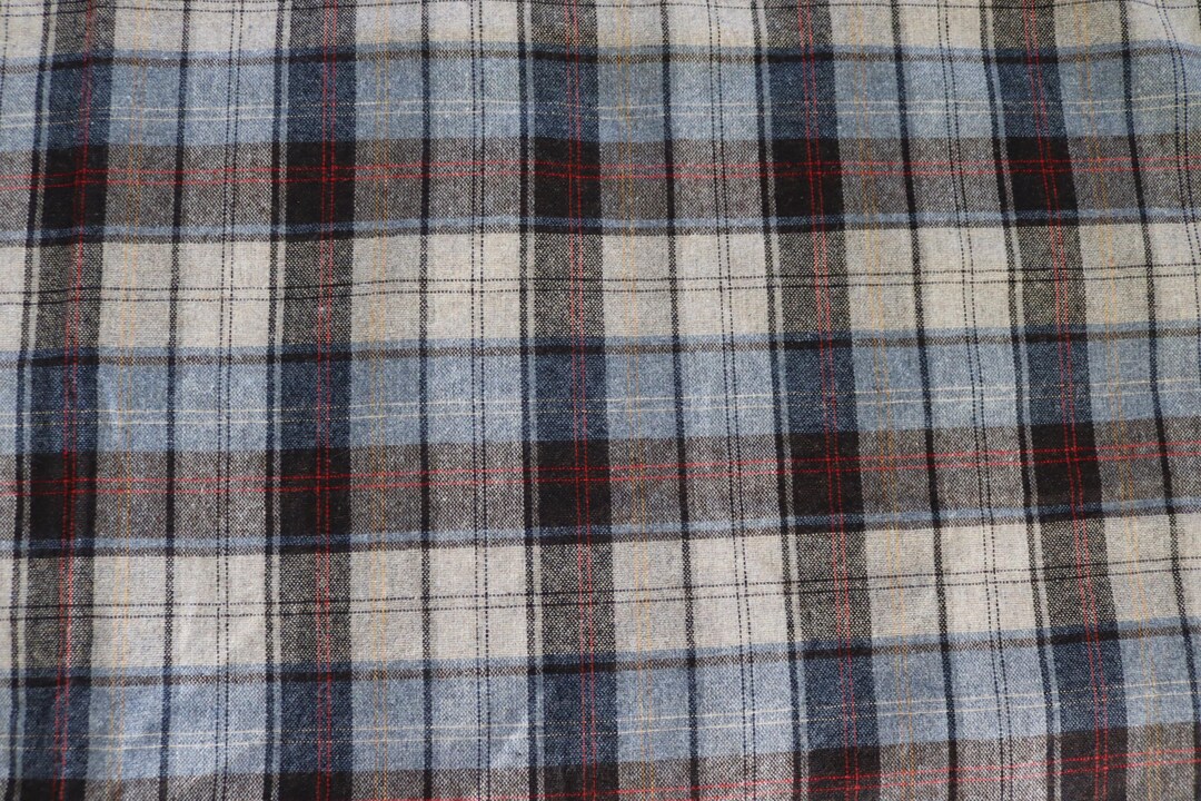 Gray and Light Blue Plaid/tartan Wool Fabric -vintage Wool Plaid Fabric ...