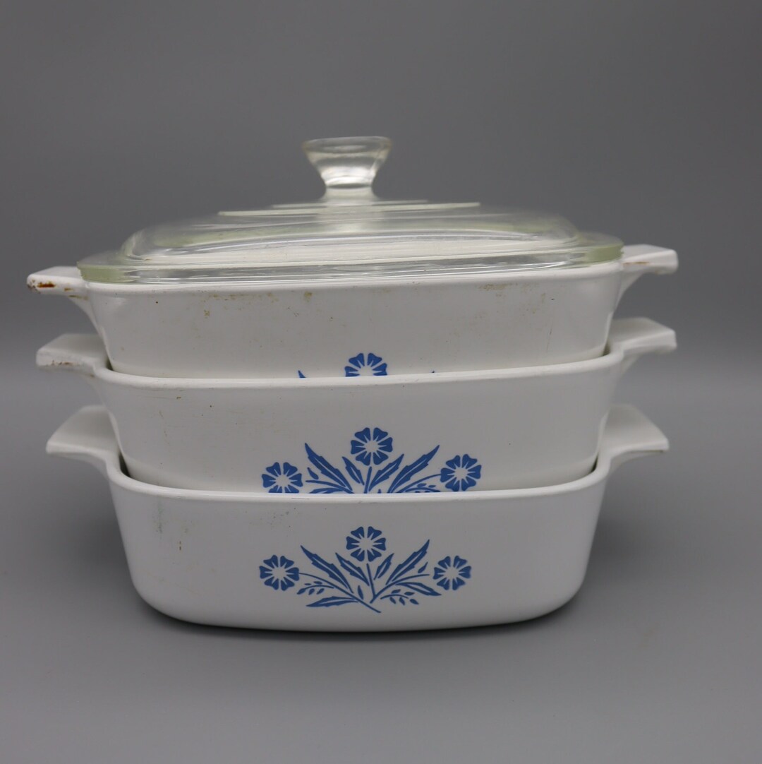 4 Piece Set Corning Ware Blue Cornflower Casserole Dishes With Lid 1 ...