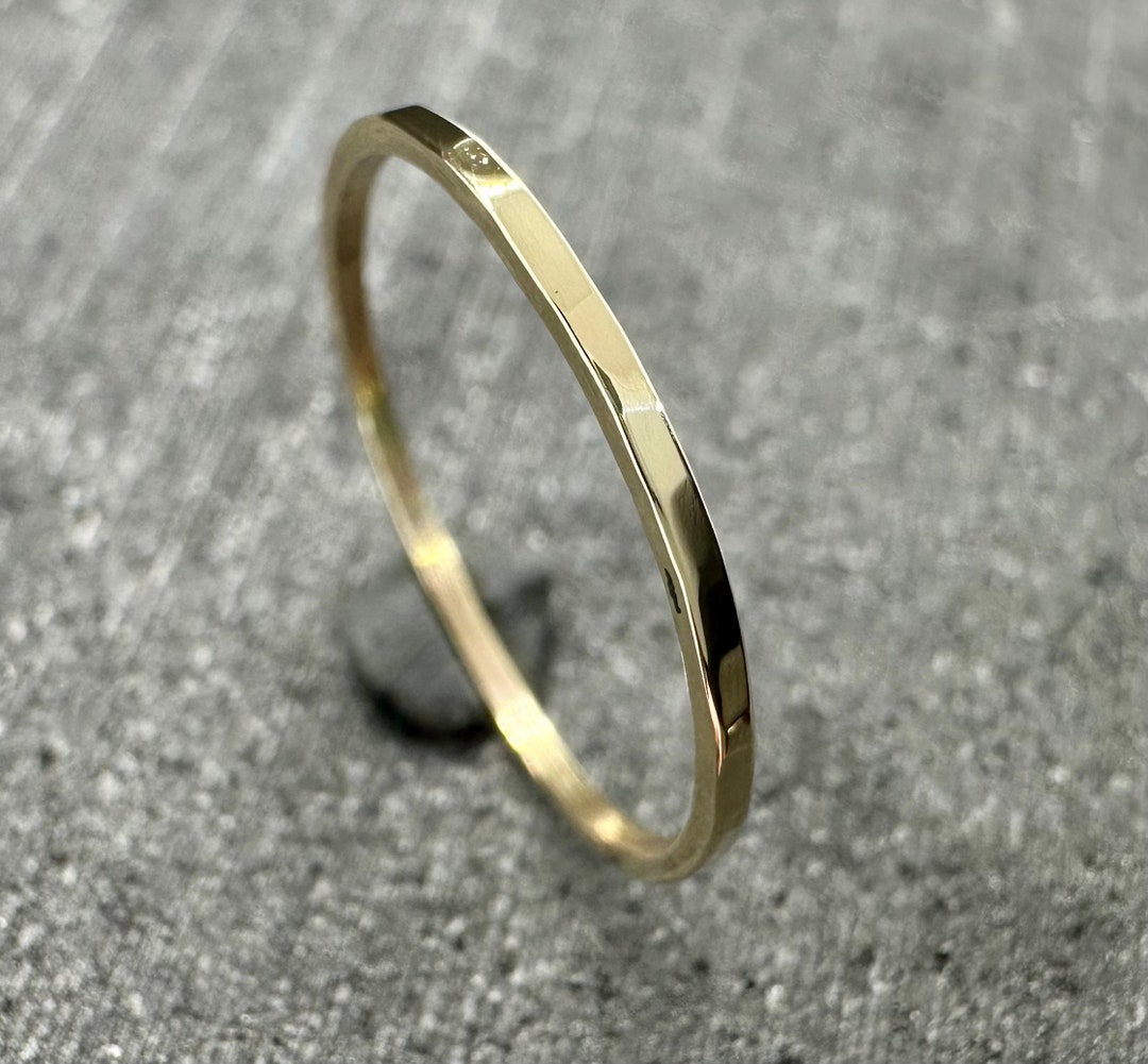Square Gold Hammered Stacking Ring | Solid 9ct Gold | Recycled ...