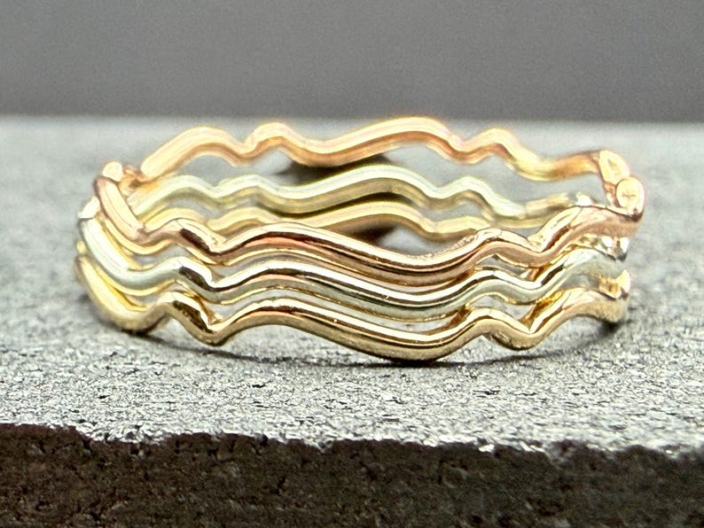 Wavy Gold Ring - Solid 9ct Recycled Gold, Handmade to Order in the UK ...