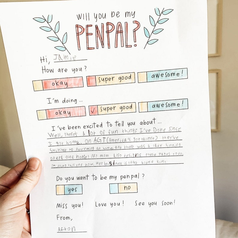 Pen Pal Kit Printables - Snail Mail - Kids Penpal Set - Printable ...