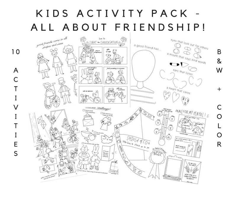 Friendship Activity Book for Kids 4-12 Digital Download / Children ...