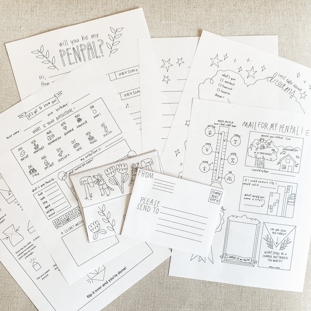 Pen Pal Kit Printables - Snail Mail - Kids Penpal Set - Printable ...