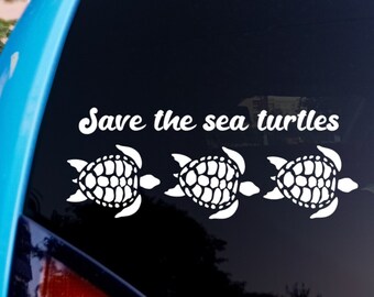 Save Sea Turtles Car Decal - Etsy