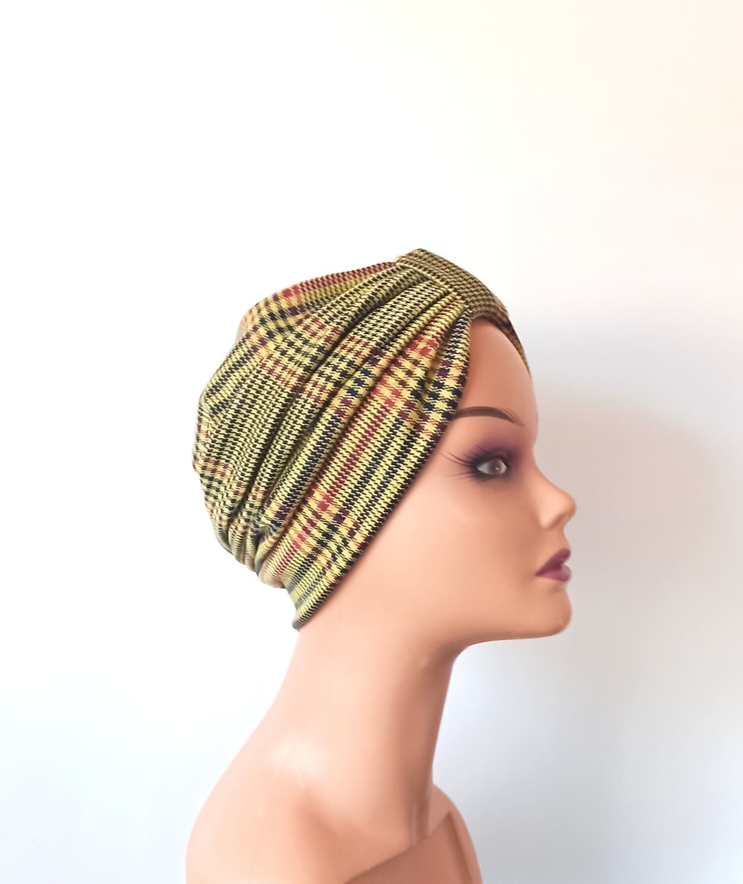 Turban,turban for Women, Checkered Print Turban, Turban Beanie,vintage ...