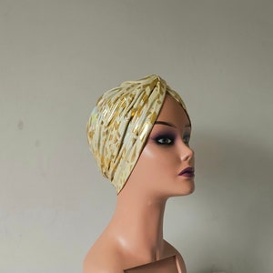 Turban, Pretied Gold Paint Splatter Turban for Women, Vintage Style ...