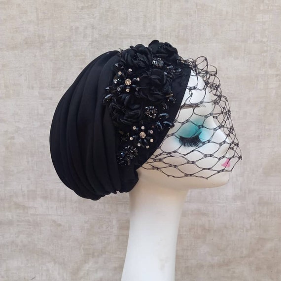 Turban for Women Party Guest Hat Embellished Body Pleated | Etsy