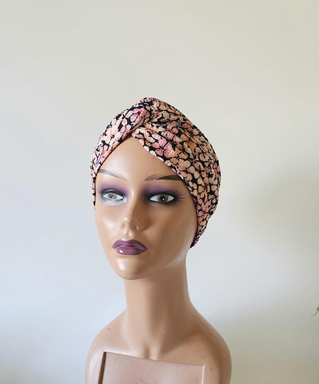 Turban,pretied Pink Floral Turban for Women,chemo Flower Turban Cap ...
