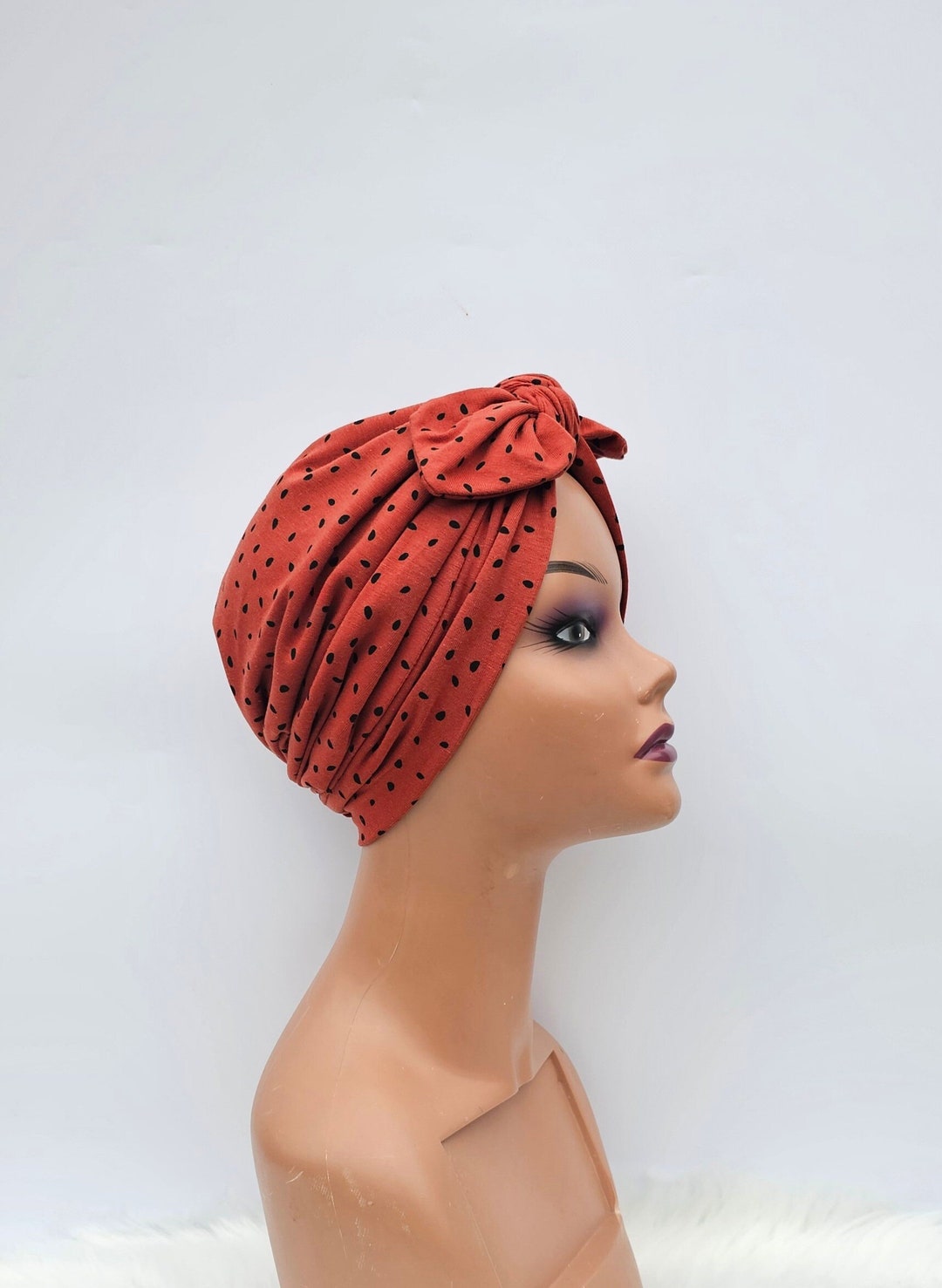 Turban for Women,satin Lined Pretied Bow Turban,pretied Cotton Headwrap ...