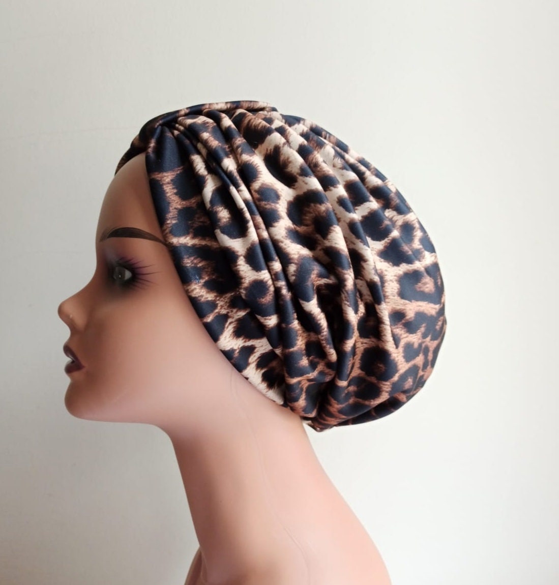 Leopard Print Turban,satin Lined, Animal Print Cap, Turban for Women ...