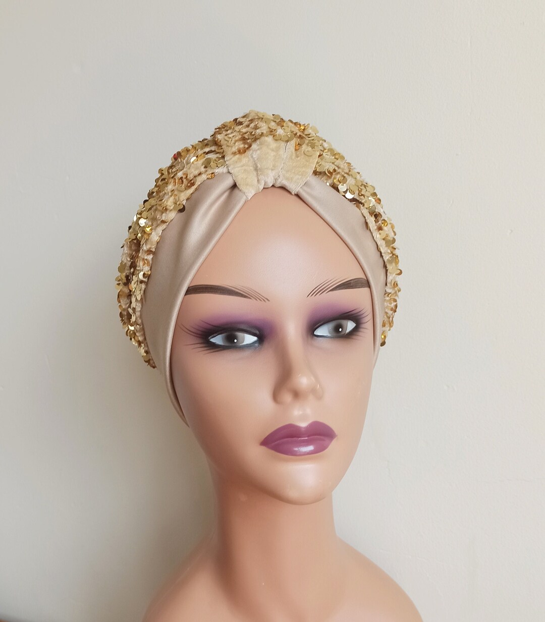Sequence Satin Lined Cap, Turban for Women, Simple Shiny Turban Hat ...