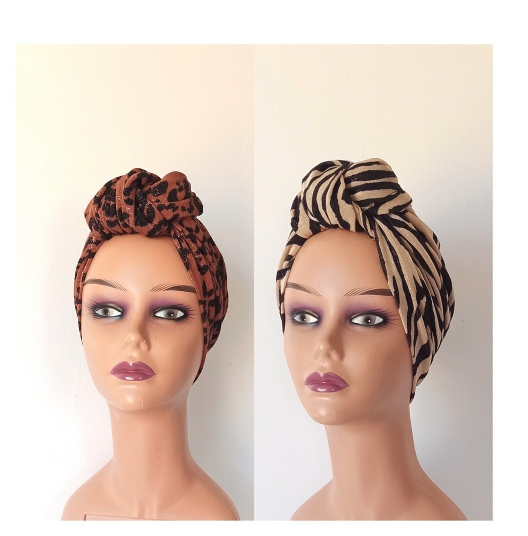 Turban, Adjustable Knot Cap, Animal Print Turban, Turban for Women, Pre ...