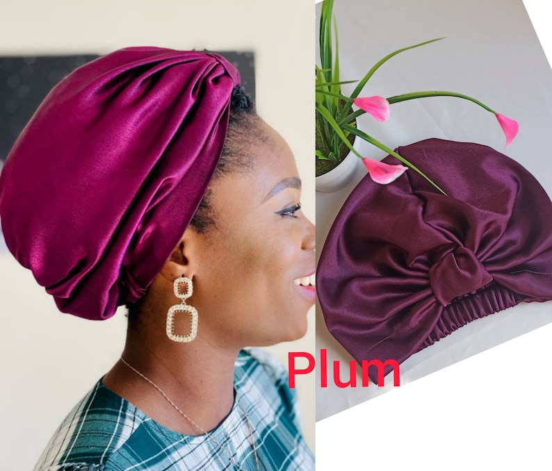 Satin Turban, Silk Turban, Turban Cap for Women, Bonnet Cap, Pretied ...