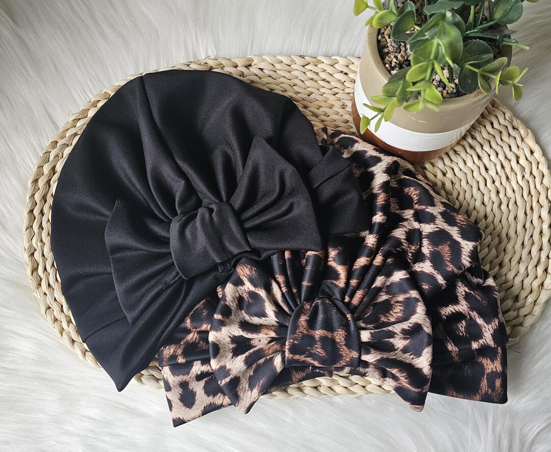 Set of 2 Satin Lined Turbans With Removable Bow,turban for Women ...
