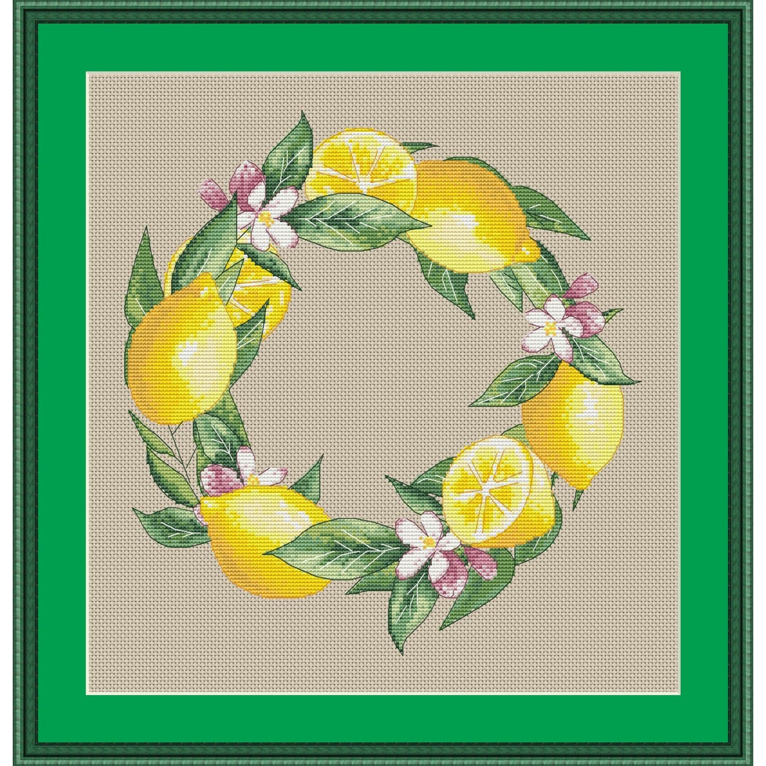 Lemon Wreath Cross Stitch Pattern PDF Instant Download Citrus Cross ...