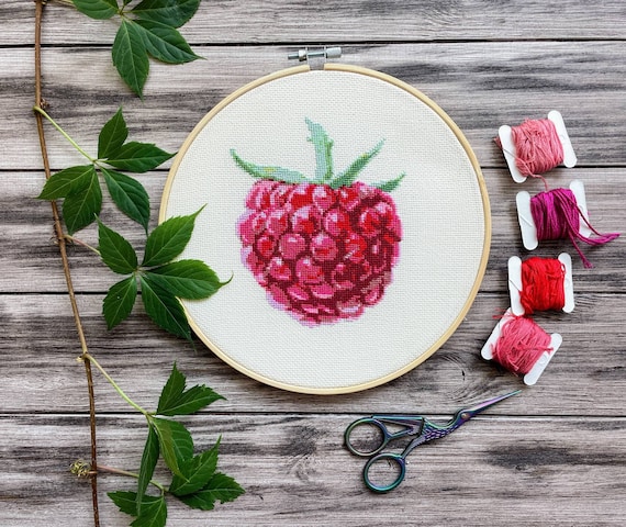 Raspberry Cross Stitch Berry Cross Stitch Pattern Fruit - Etsy