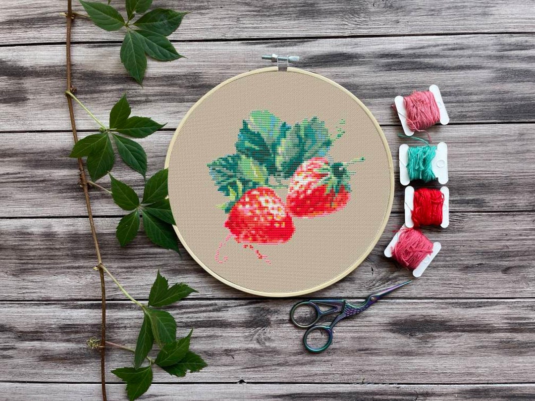 Strawberry Cross Stitch Pattern PDF Tropical Fruits Cross Stitch Berry ...
