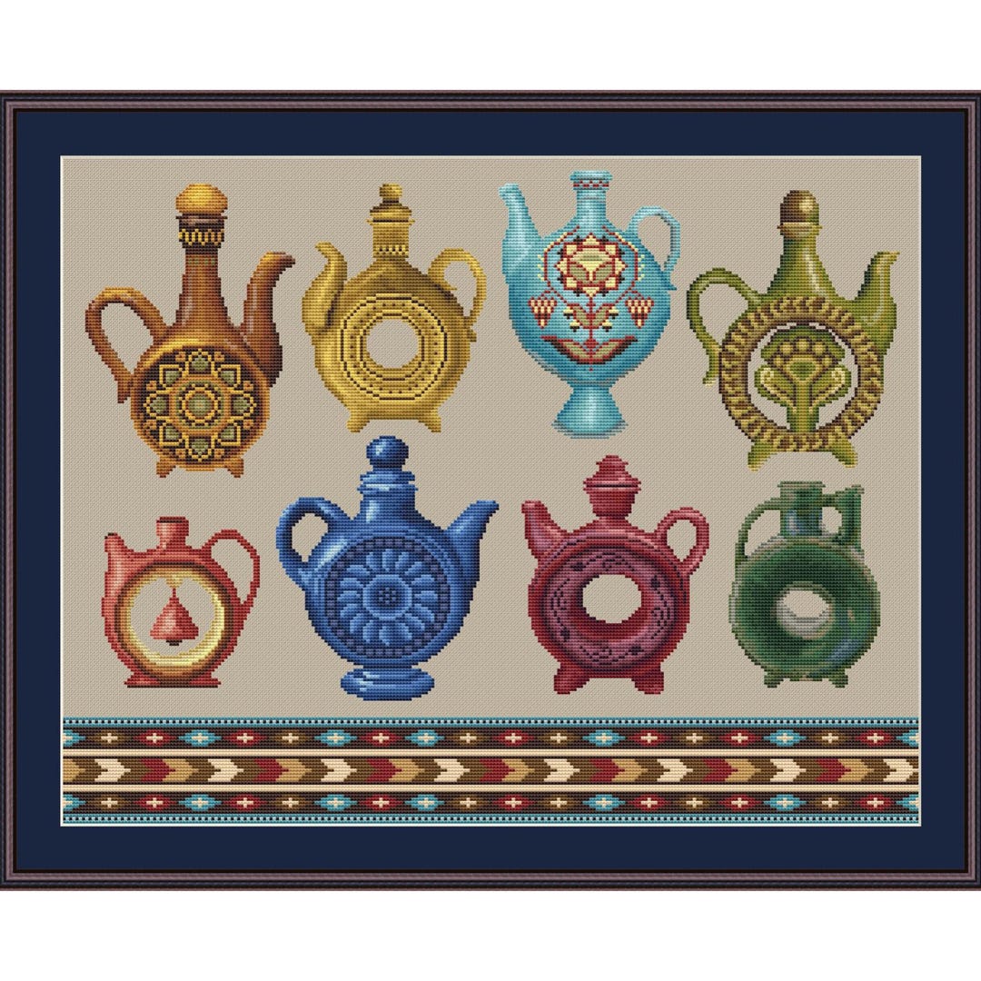 Ethnic Jugs Cross Stitch Pattern, Ukrainian Traditional Jug Set ...