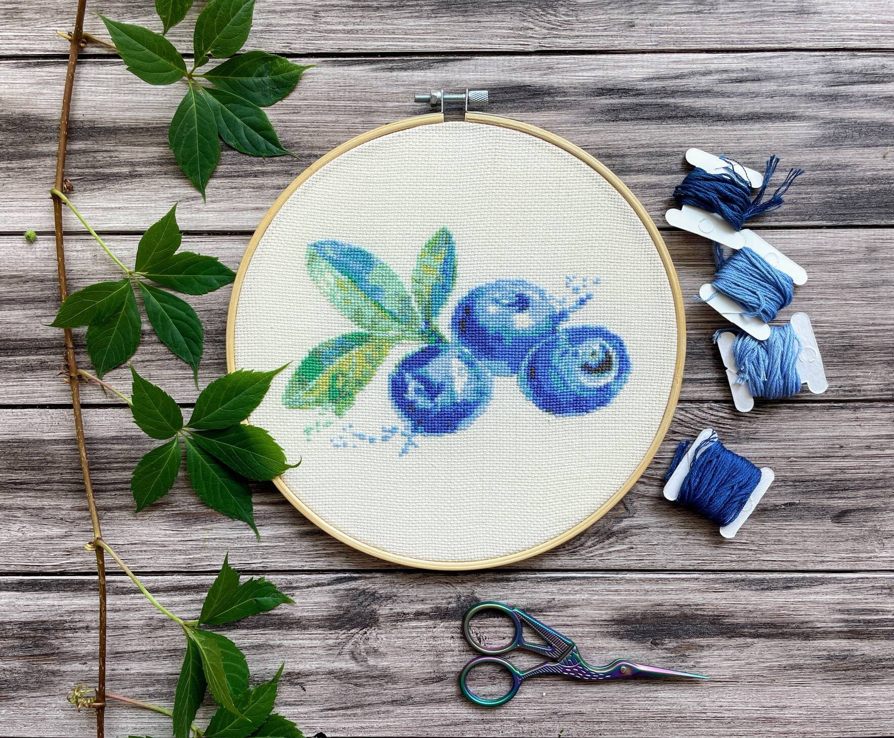 Blueberry Cross Stitch Fruit Cross Stitch Ukrainian Cross Stitch Berry ...