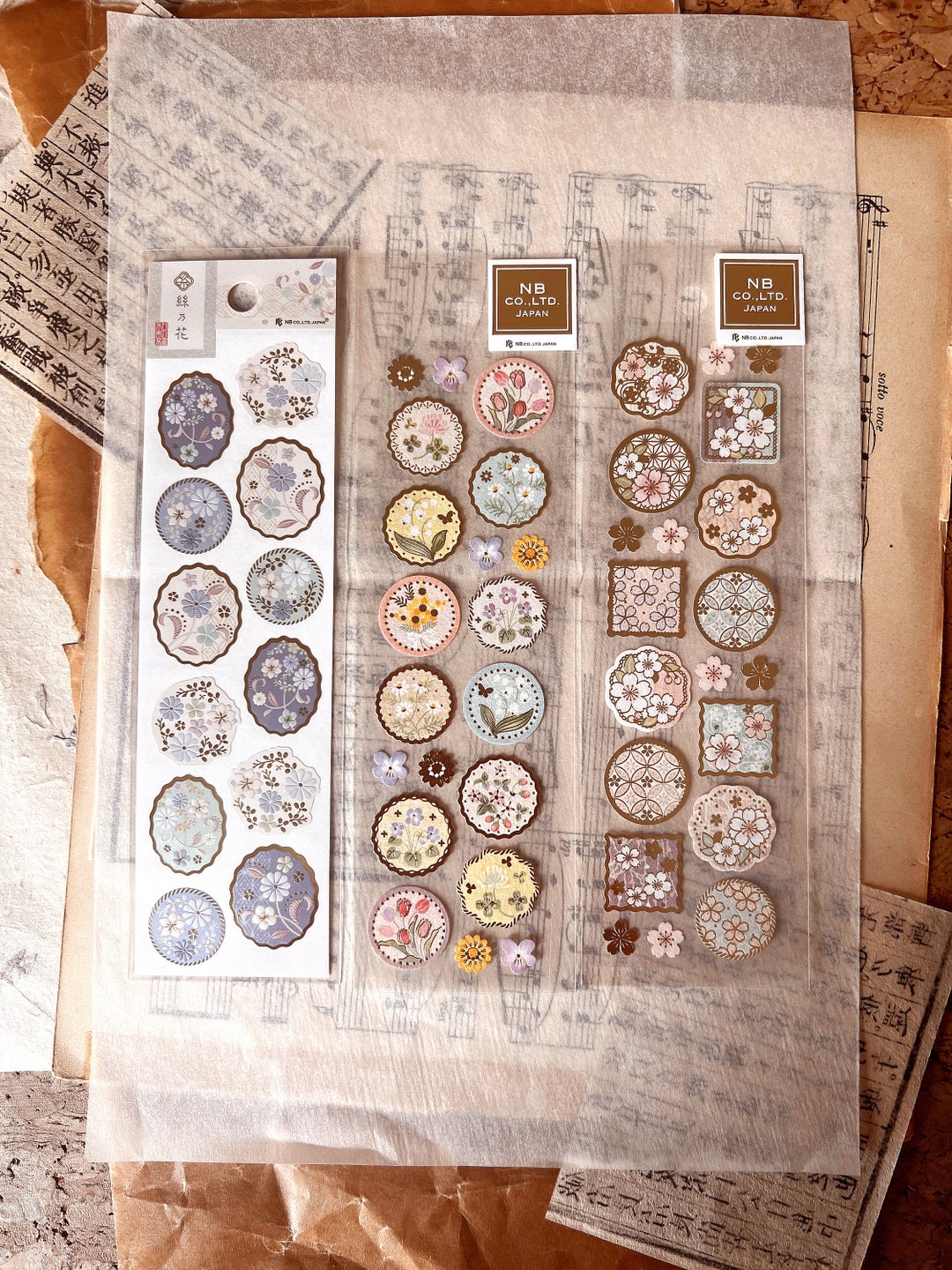 Japanese Floral Sticker Seals, NB CO LTD - Etsy