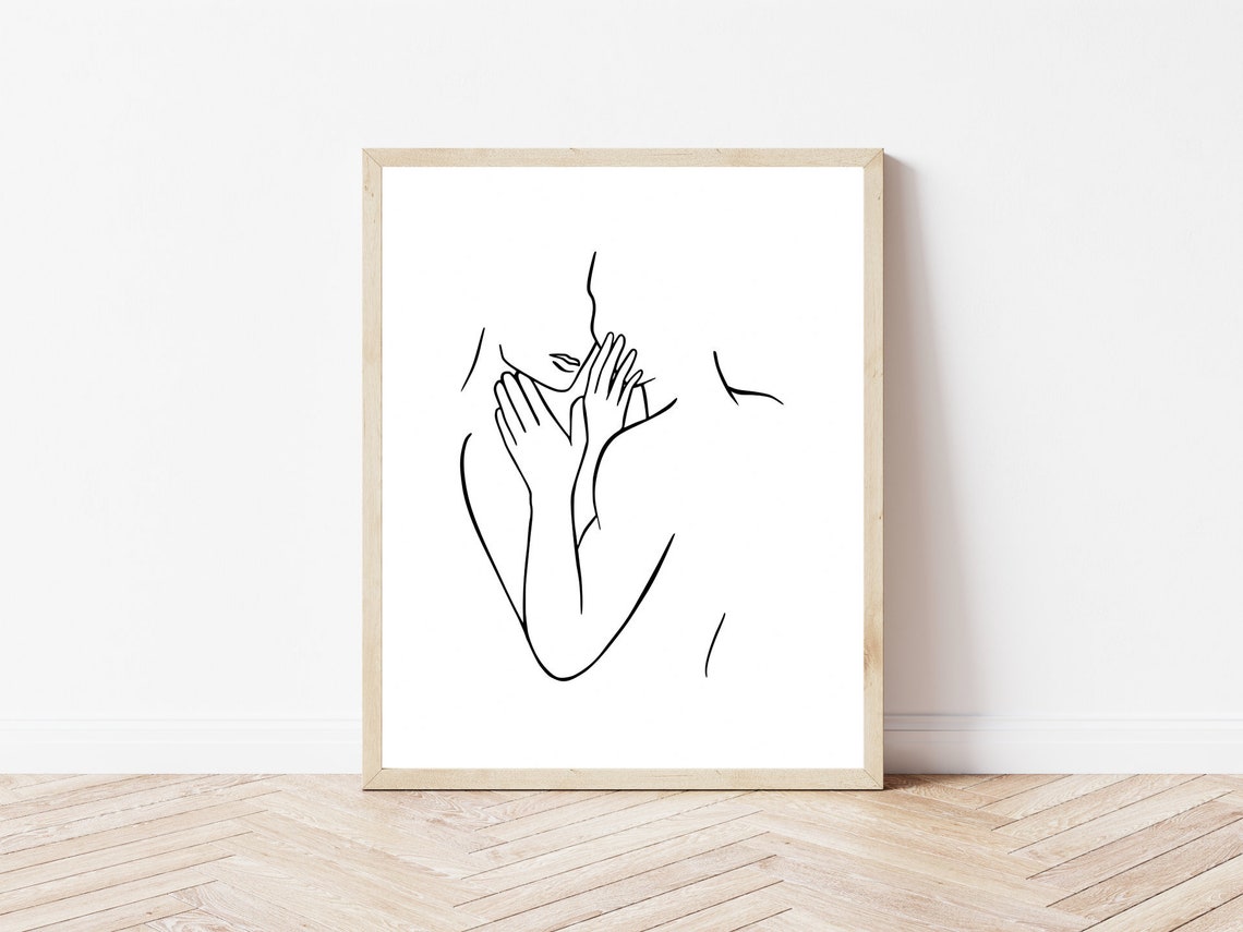 Intimate Couple Line Drawing Home Decor Couple Print Etsy