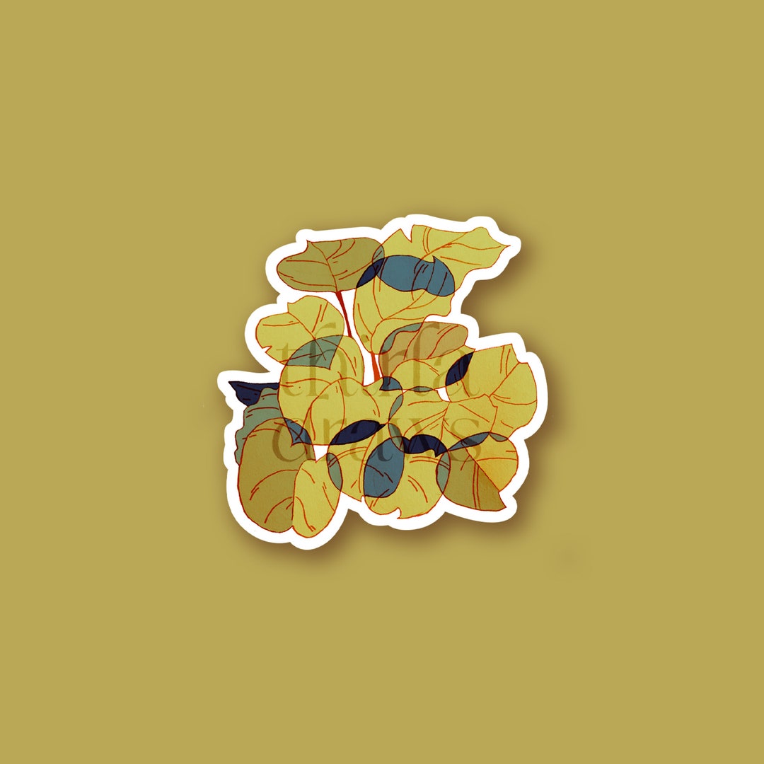 Plant Sticker, Overlapping Plant Sticker, Leafy Plant Vinyl Sticker ...
