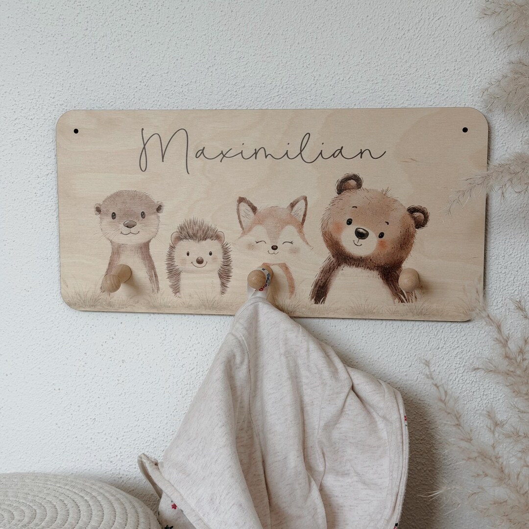 Children's Wardrobe "forest Animals" Customizable With Name Featuring ...