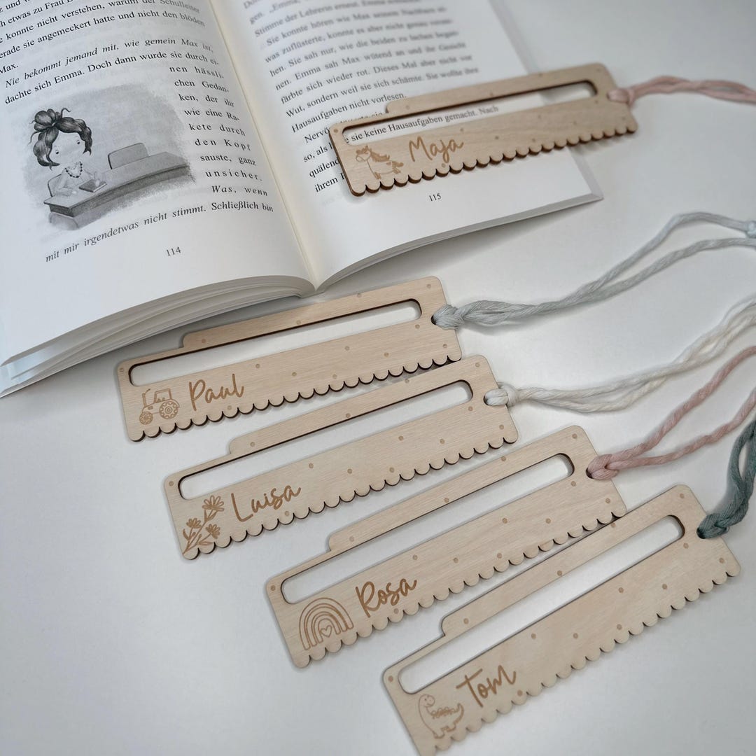 Personalized Reading Aid / Bookmark With Cute Motifs, Personalized Gift ...