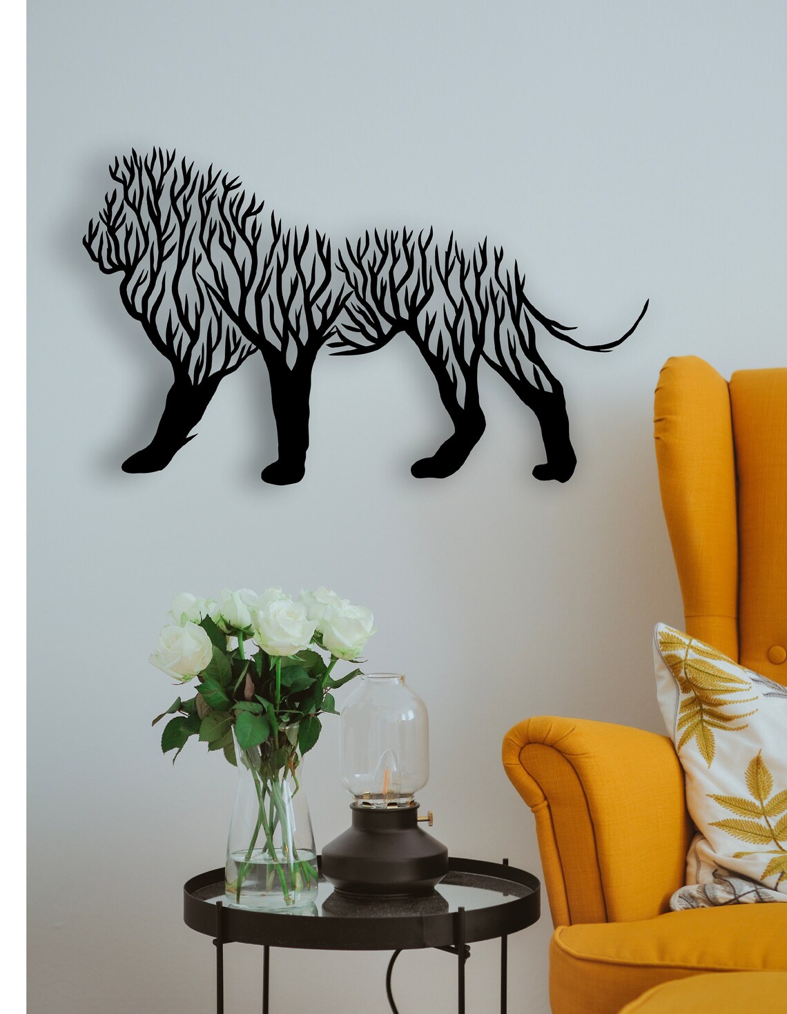 Metal Lion Wall Art, Lion Decor, Unique Living Room Decor, Animal Art ...